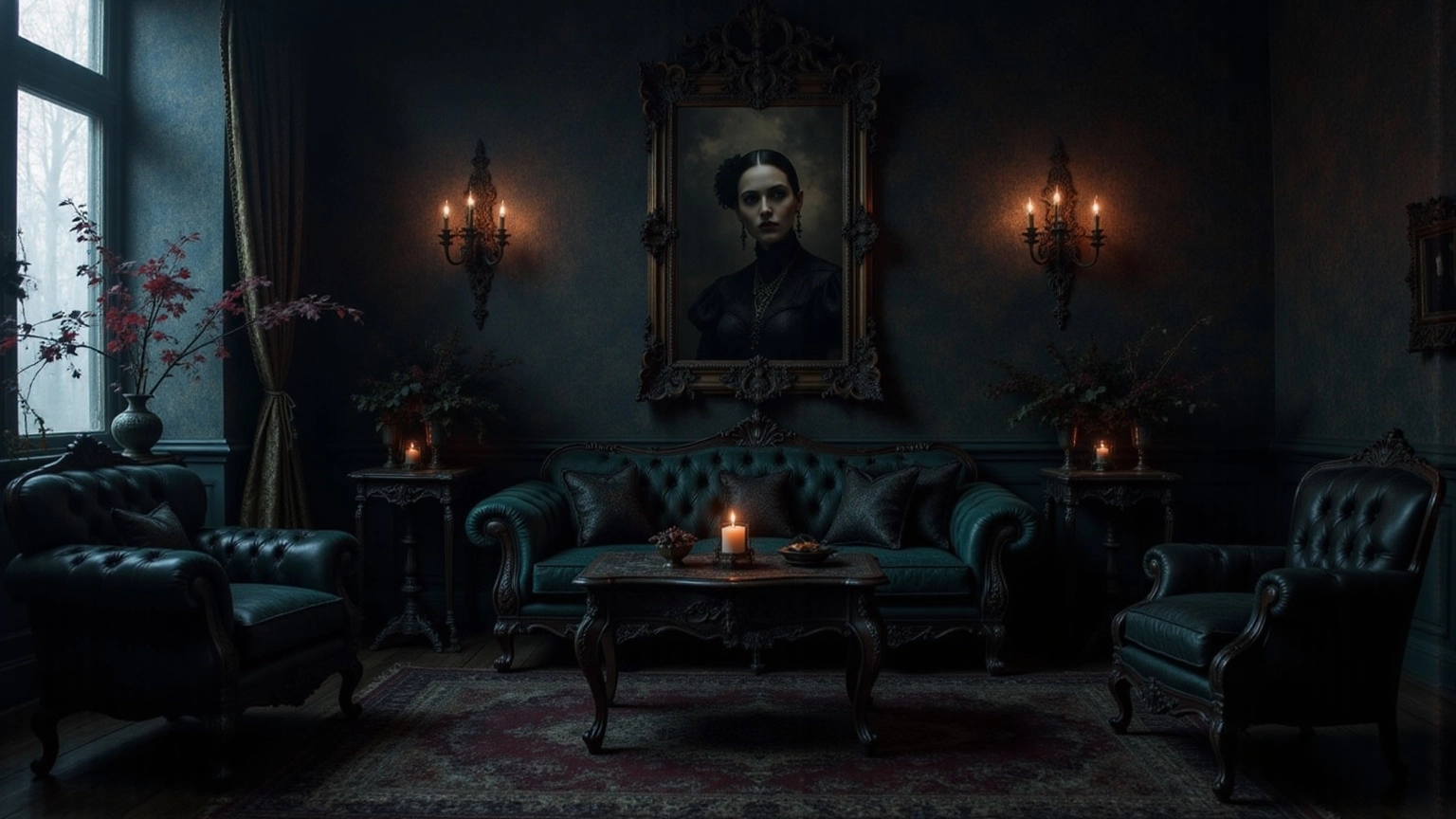 Elegant Dark-Themed Interior