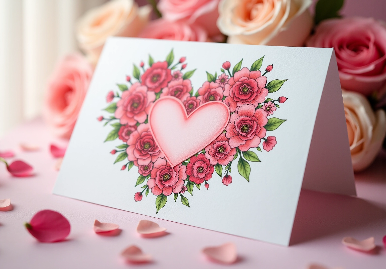 Elegant Floral Heart Watercolor Card Elegant Floral Heart Watercolor Card
