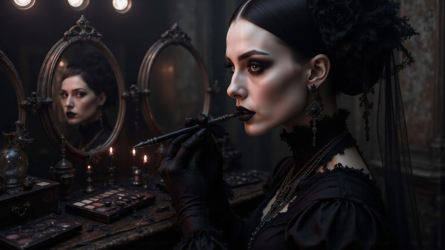 Elegant Goth Makeup Application