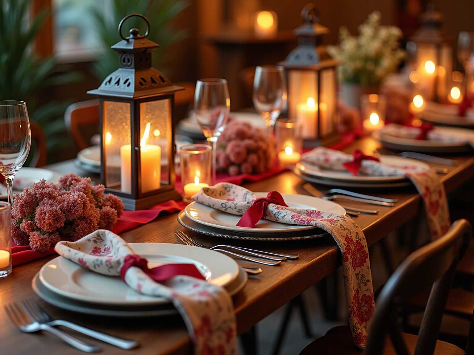 Elegant Table Setting with Grosgrain Ribbon