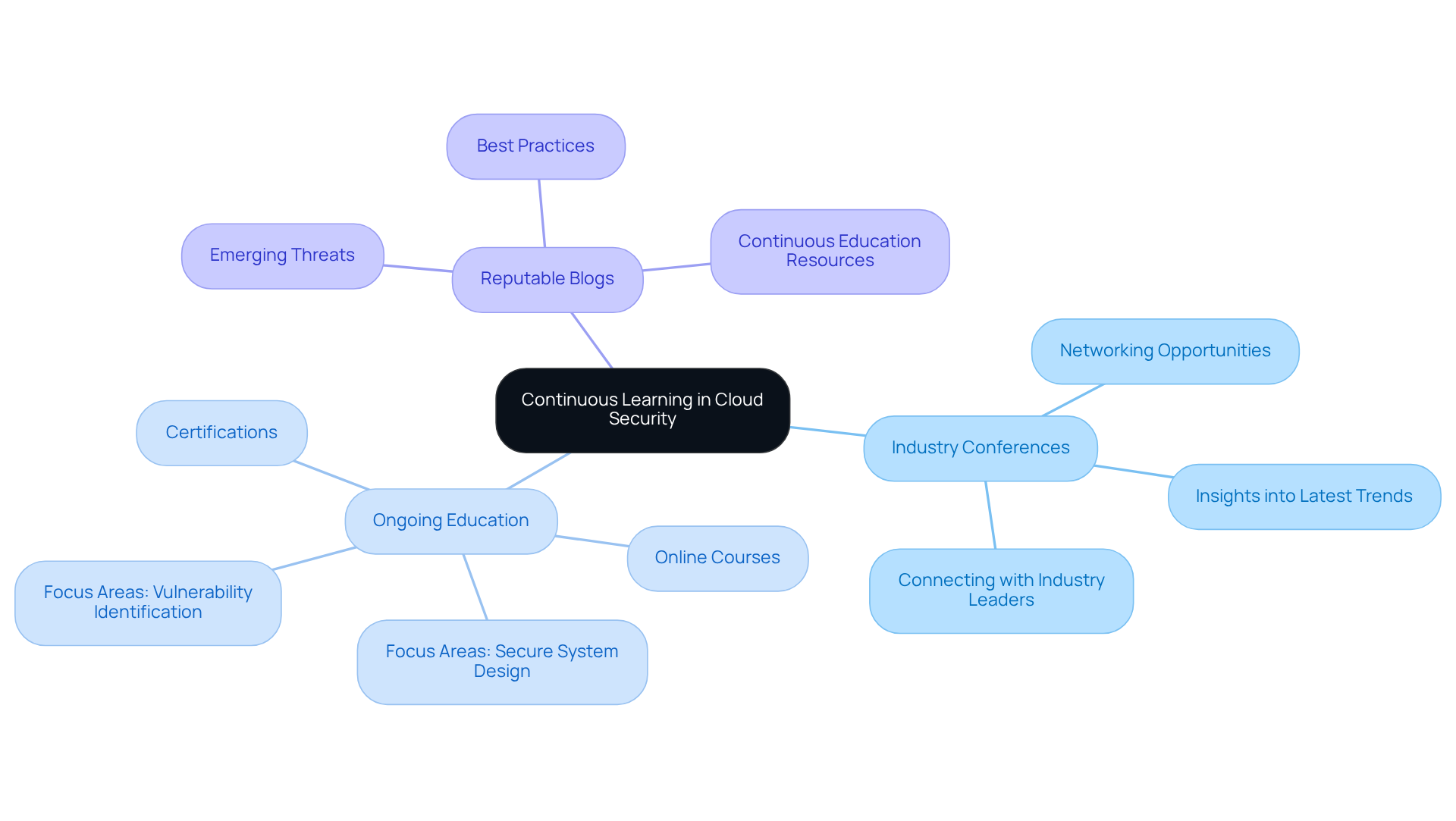 The center represents the importance of learning, while the branches show different ways professionals can stay updated. Each color-coded area highlights a specific activity that contributes to their professional development. The center represents the importance of learning, while the branches show different ways professionals can stay updated. Each color-coded area highlights a specific activity that contributes to their professional development.