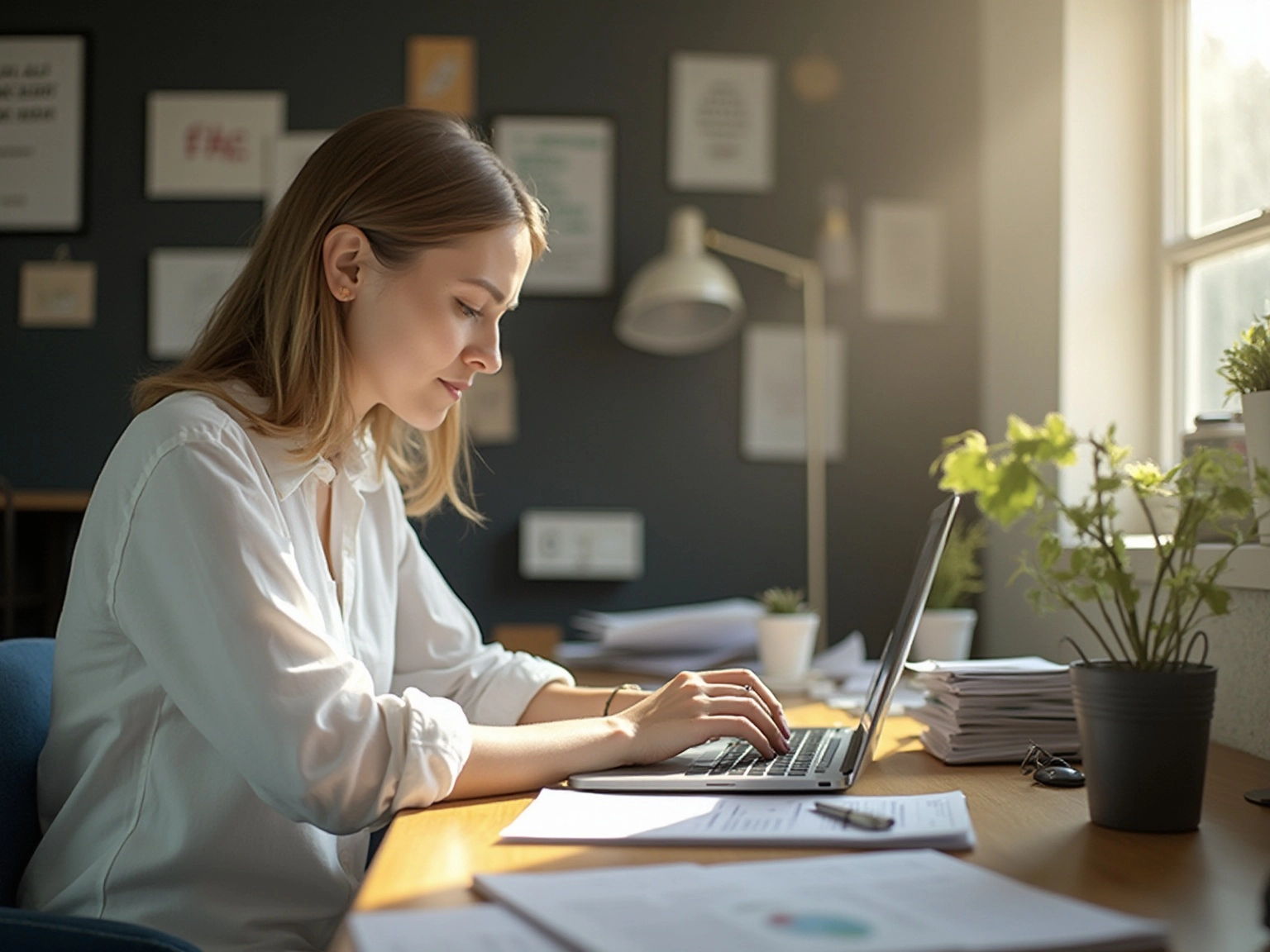 Empowered Entrepreneur Writing a Grant Application
