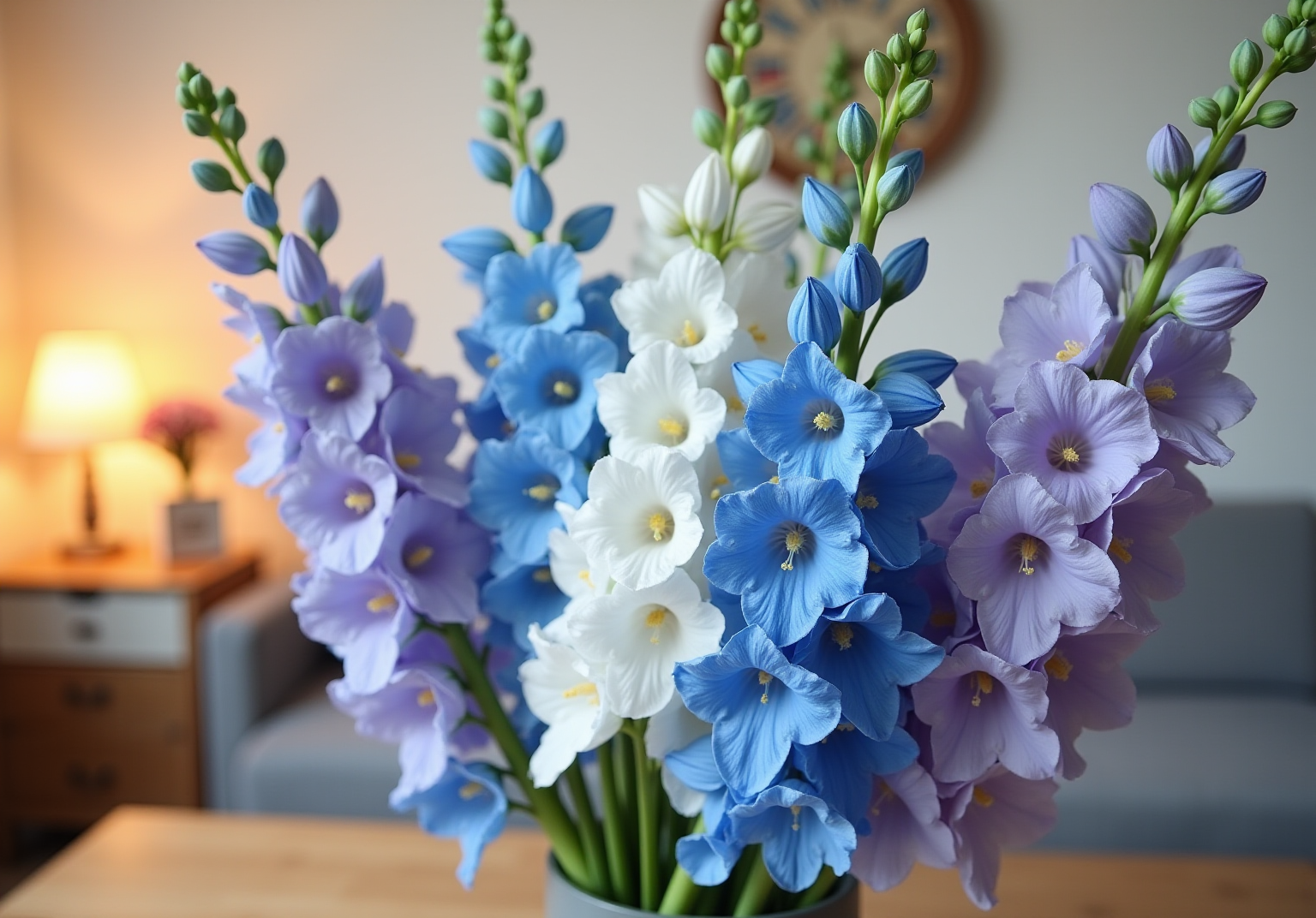 Elegant Watercolor Delphiniums in Home Decor Elegant Watercolor Delphiniums in Home Decor
