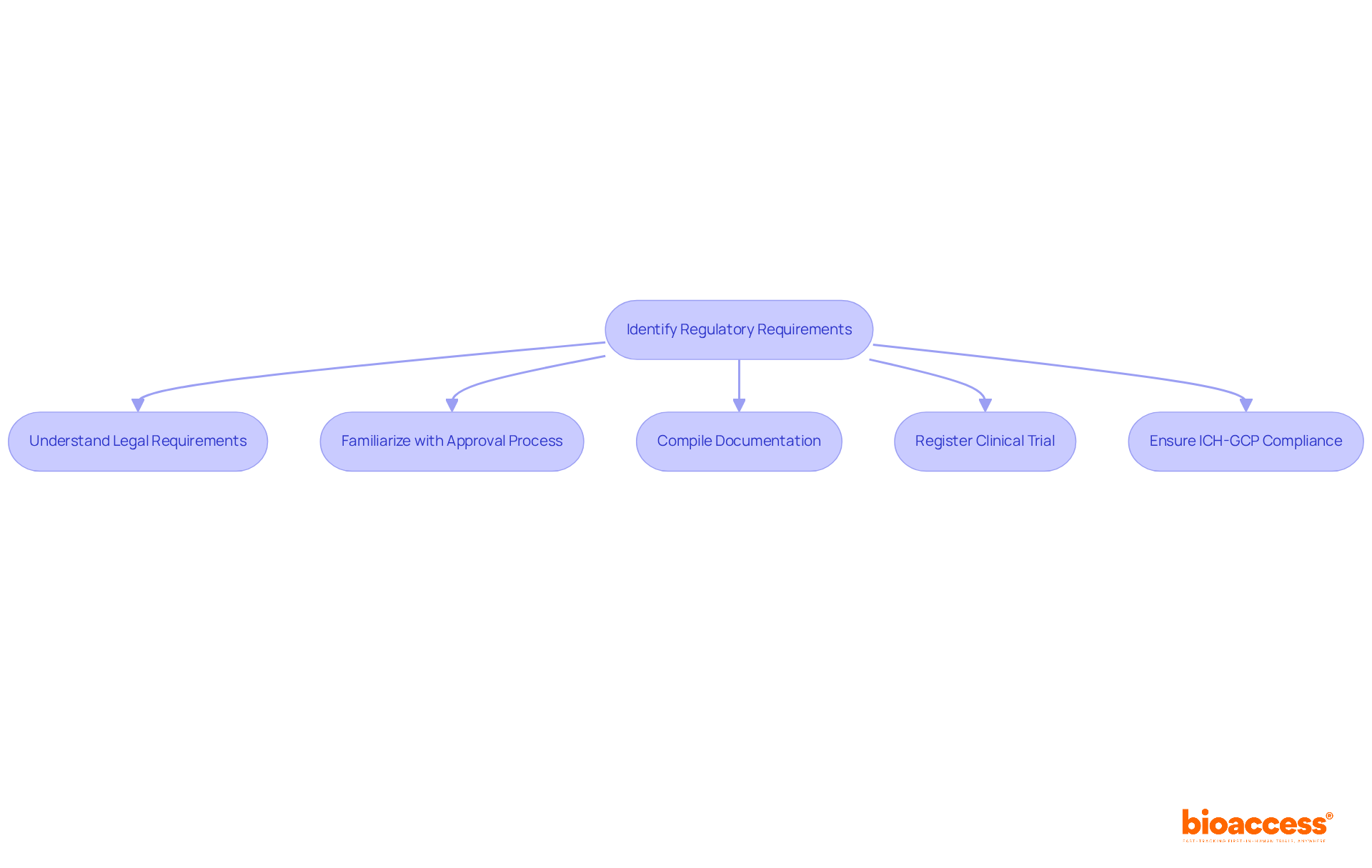 Each box represents a crucial step in the process of navigating regulatory requirements. Follow the arrows to see how each step leads to the next, ensuring a smooth path for your clinical trial preparations.