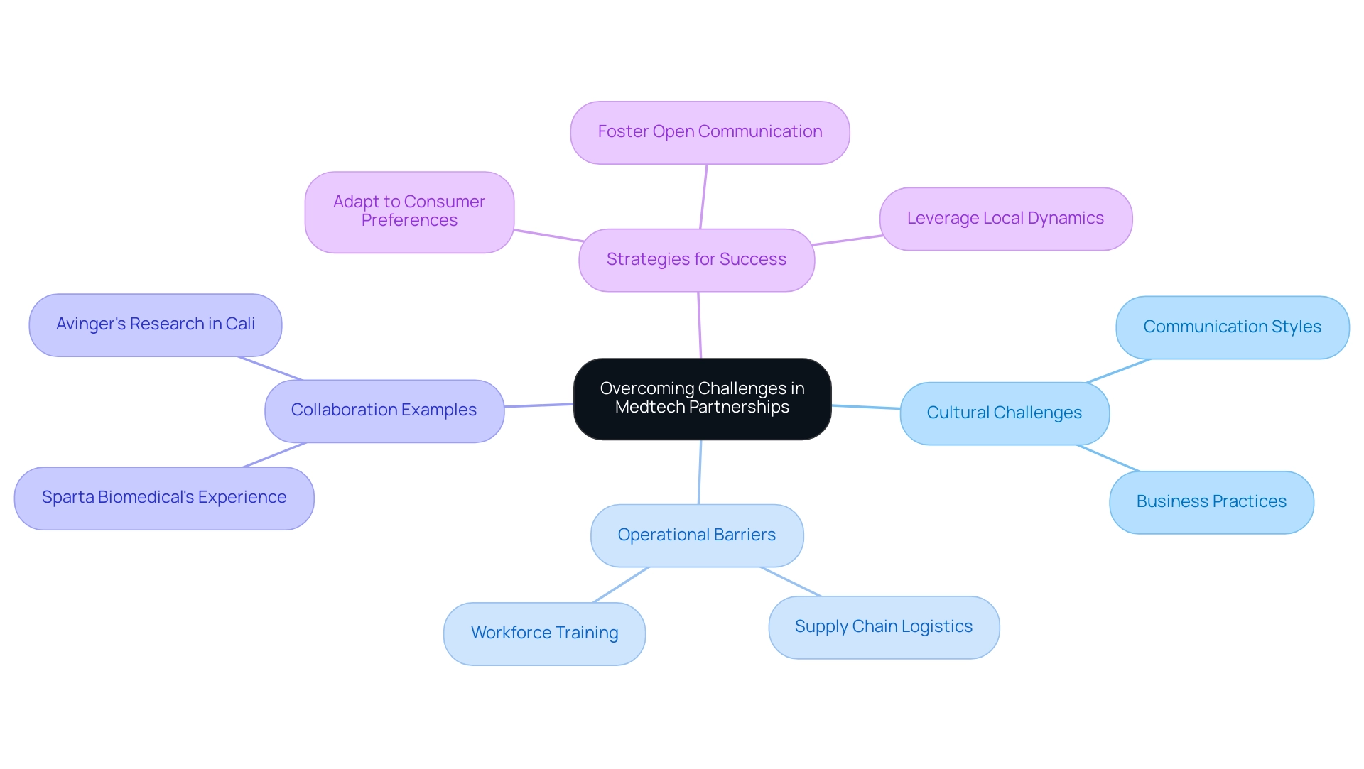 The central node represents the main theme, with branches indicating key categories and subcategories related to cultural and operational challenges.