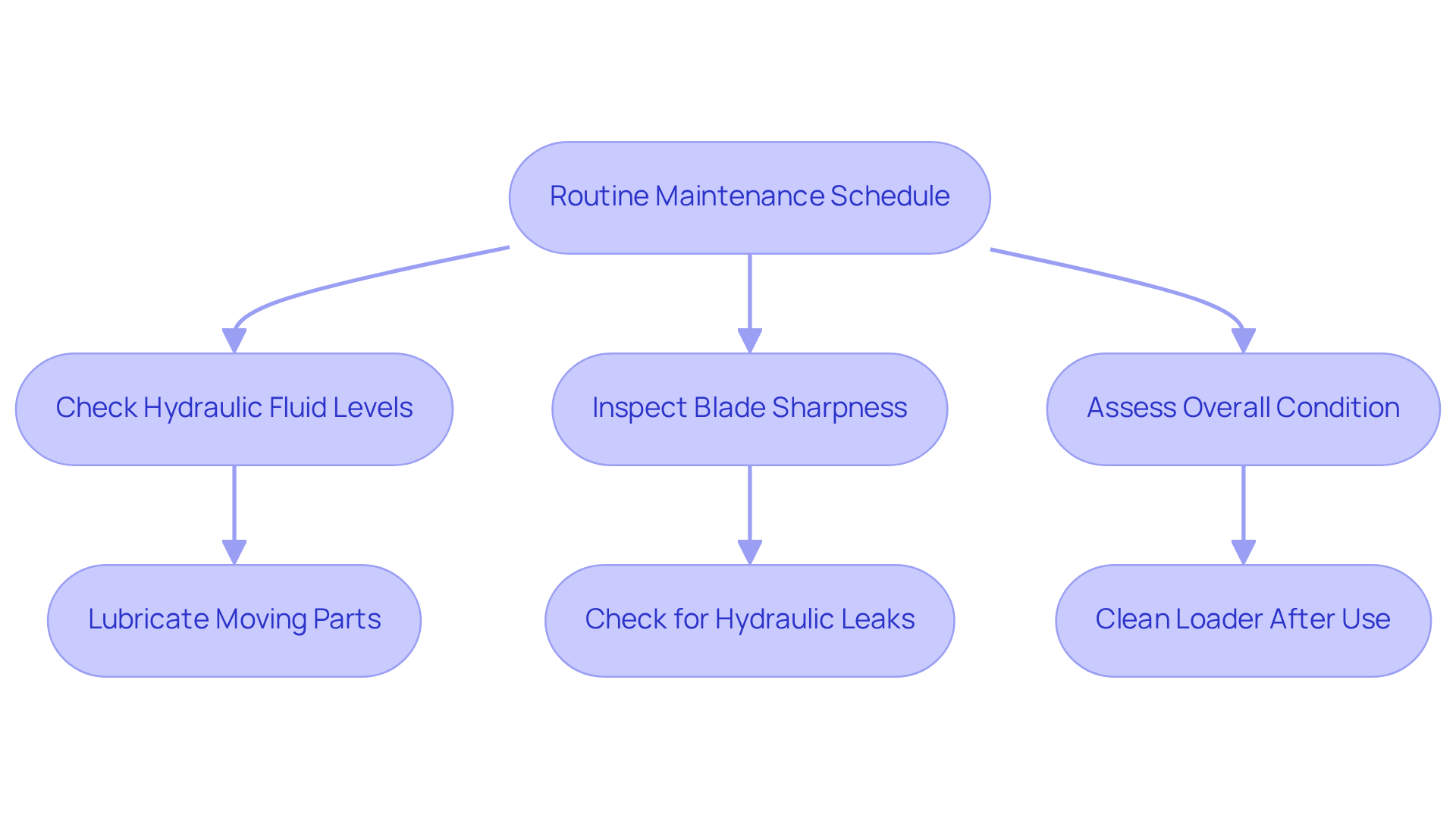This flowchart guides you through the daily maintenance tasks for compact loaders. Start at the top and follow the arrows to see what checks you need to perform each day to keep your equipment running smoothly.