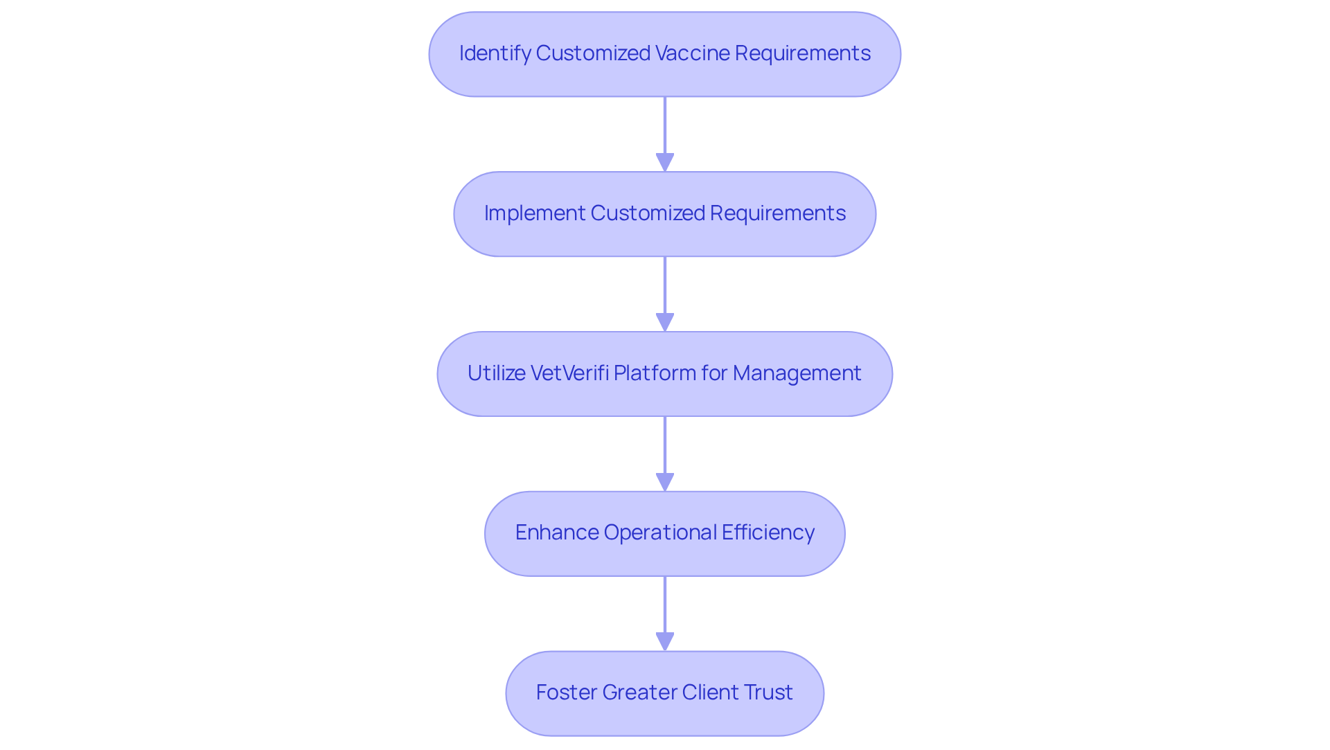 Follow the arrows to see how each step in the process builds on the previous one, leading to better efficiency and trust in pet care services.