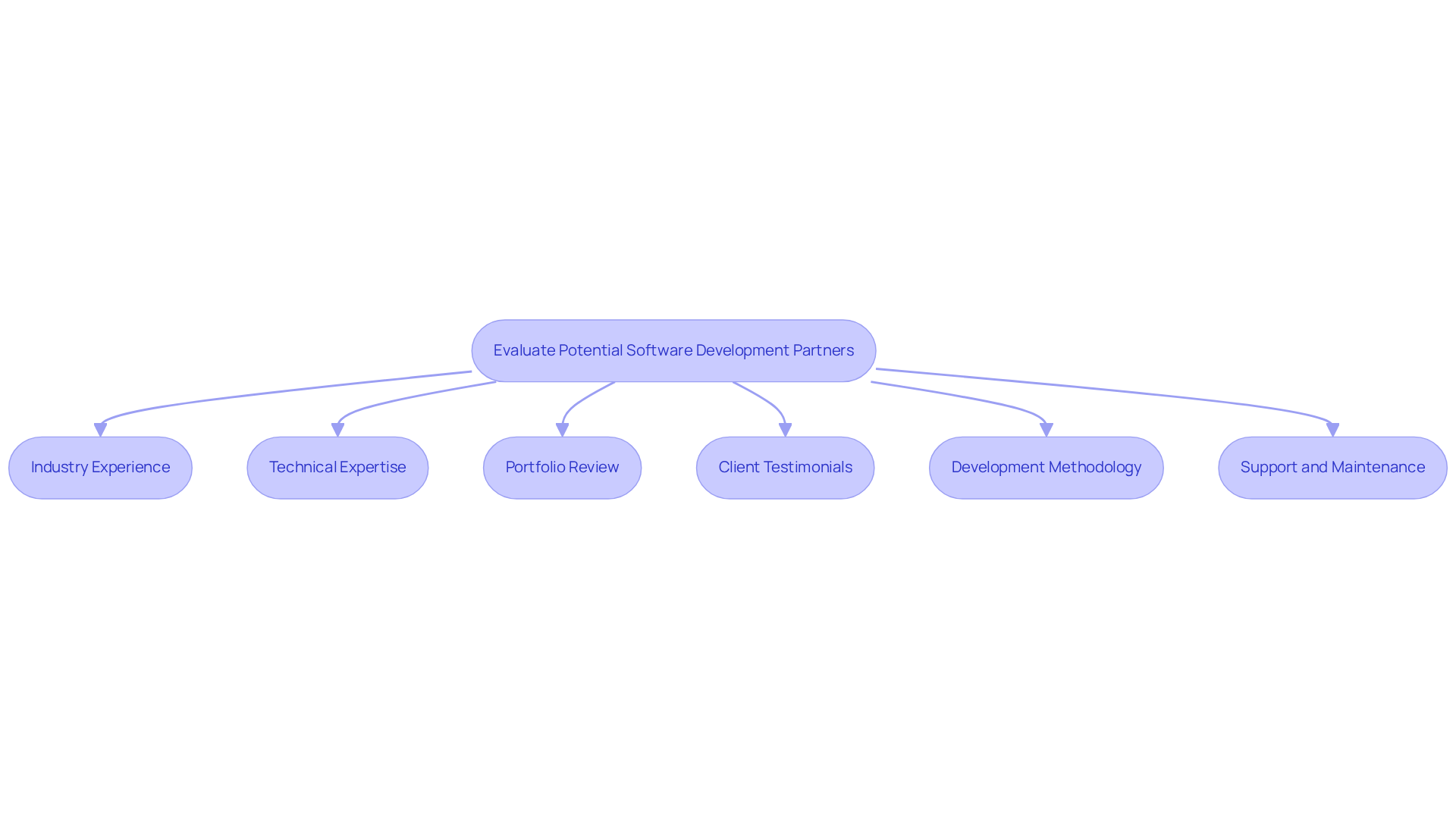 Each box represents a key criterion to consider when choosing a software development partner. Follow the arrows to see how each aspect contributes to making an informed decision.