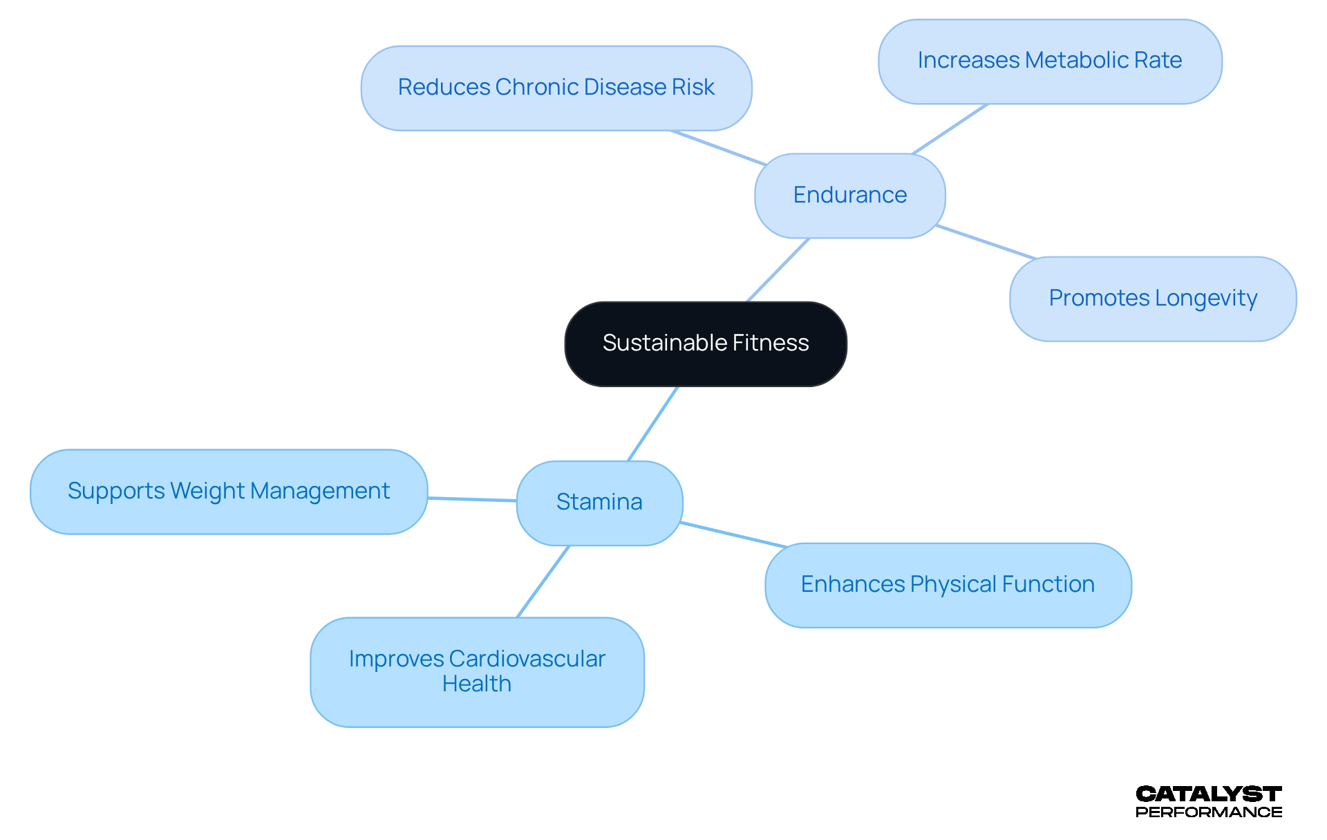 The central node represents the overall theme of sustainable fitness. The branches show the two key concepts, stamina and endurance, and their respective benefits. Follow the branches to see how each contributes to a healthier lifestyle. The central node represents the overall theme of sustainable fitness. The branches show the two key concepts, stamina and endurance, and their respective benefits. Follow the branches to see how each contributes to a healthier lifestyle.
