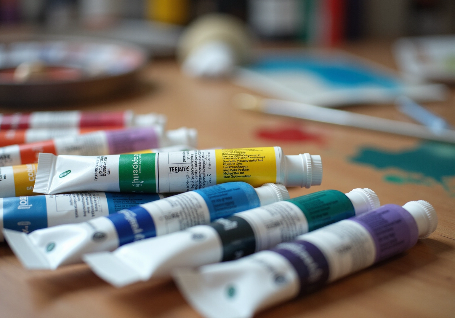 Evaluating Watercolor Paints in an Artist's Studio Evaluating Watercolor Paints in an Artist's Studio