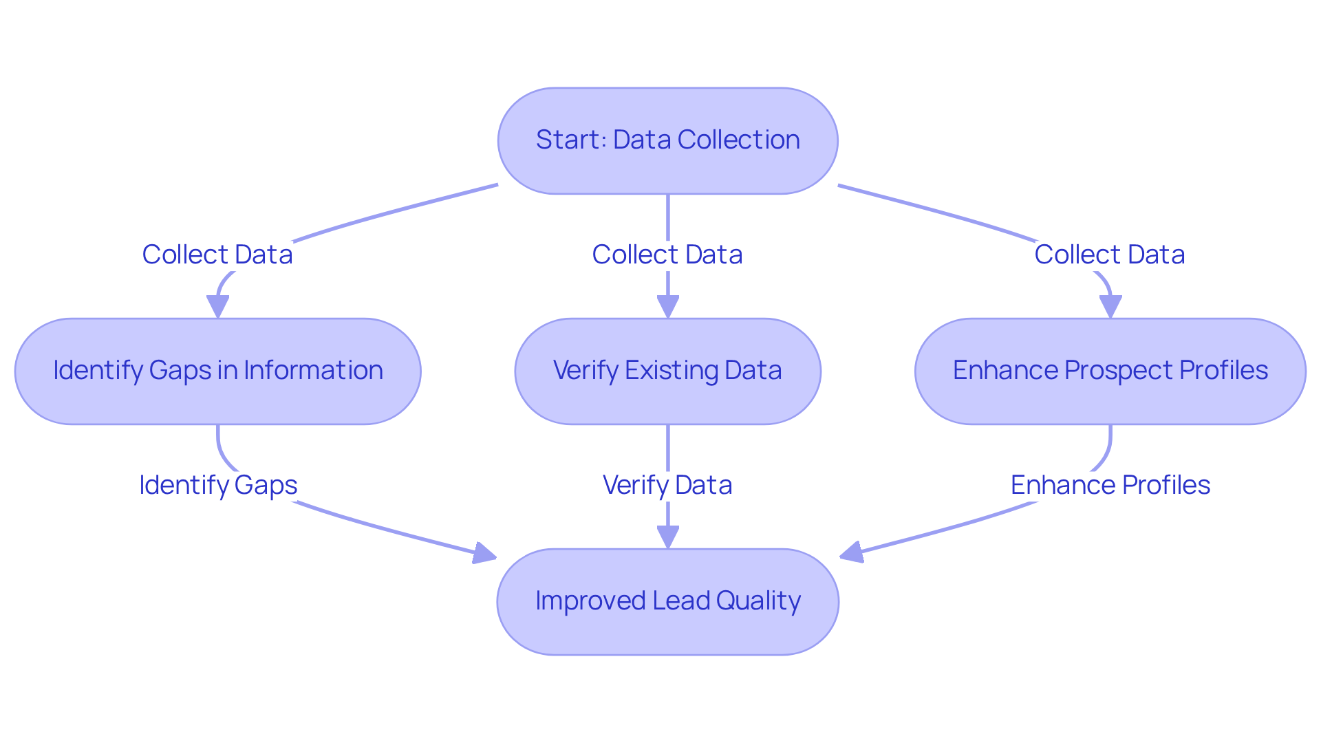 Follow the arrows to see how data is collected, gaps are identified, and profiles are enhanced - each step is crucial for improving lead quality.