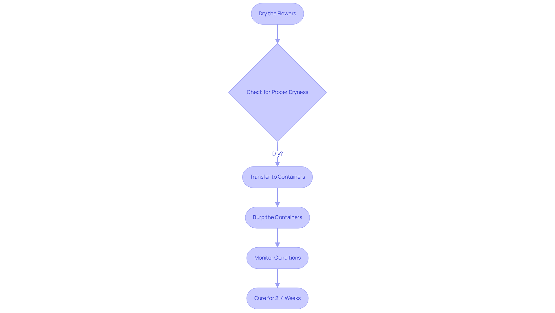 Each box represents a step in the curing process — follow the arrows to see how to progress through each stage effectively.