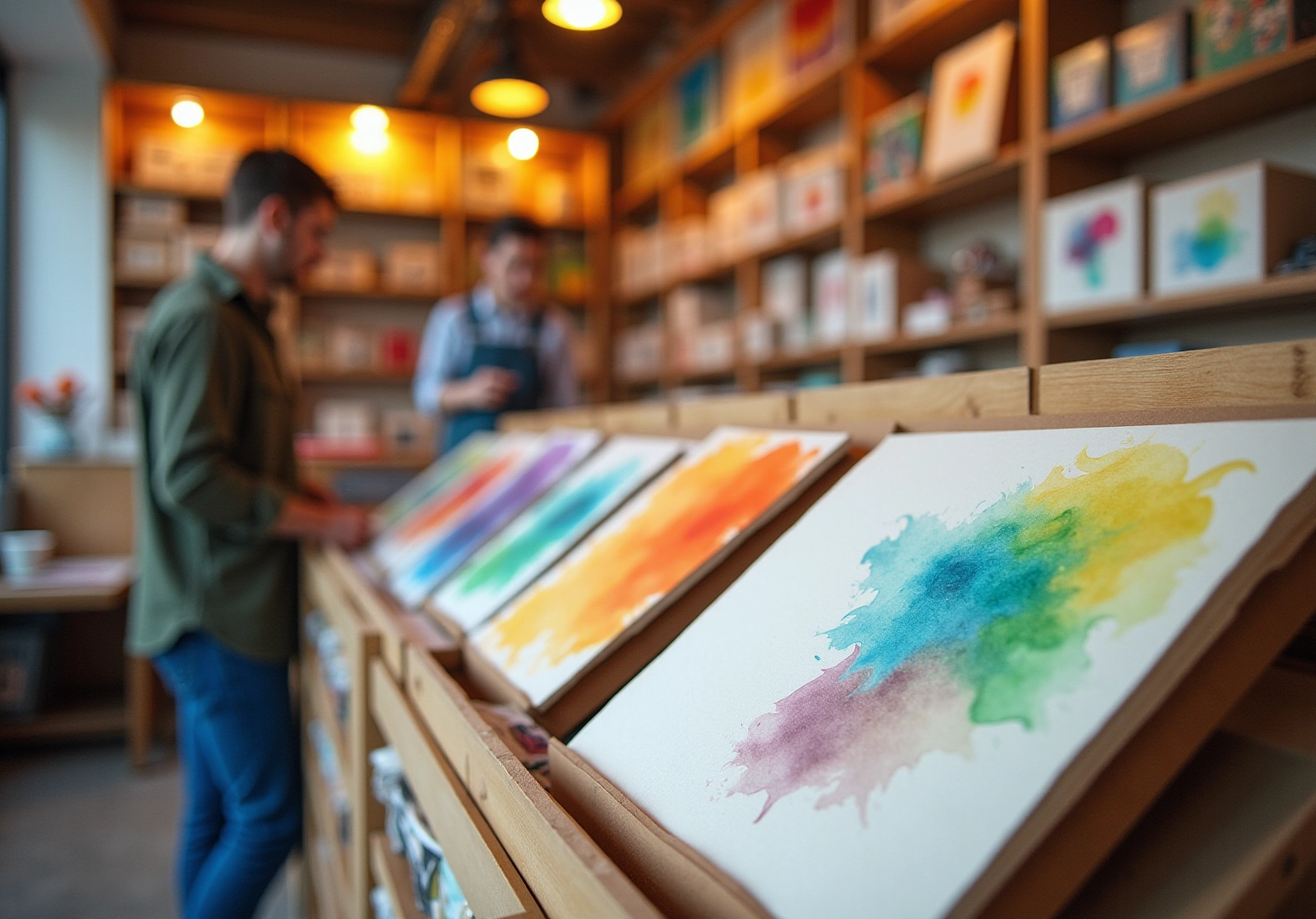 Exploring Quality Watercolor Paper in an Art Supply Store Exploring Quality Watercolor Paper in an Art Supply Store