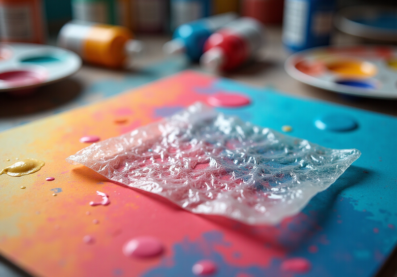 Exploring Textures with Plastic Wrap Technique Exploring Textures with Plastic Wrap Technique