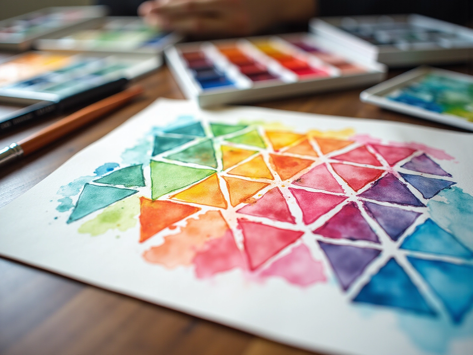 Exploring Triangle Patterns in Abstract Watercolor Exploring Triangle Patterns in Abstract Watercolor