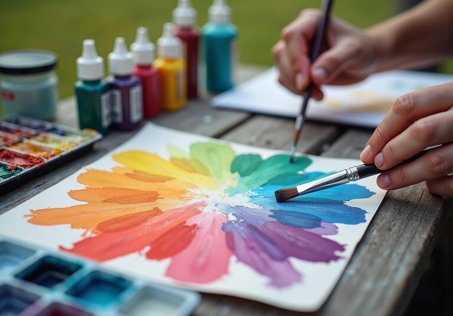 Exploring Watercolor Paints in an Artistic Workspace Exploring Watercolor Paints in an Artistic Workspace