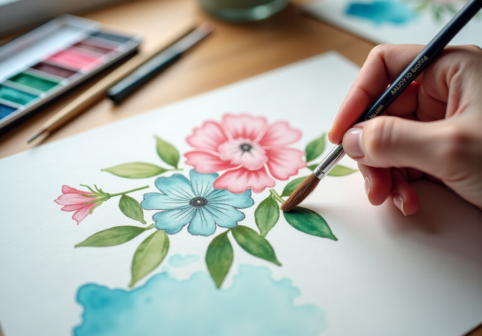 Floral Watercolor Painting with Dry Brush Technique Floral Watercolor Painting with Dry Brush Technique