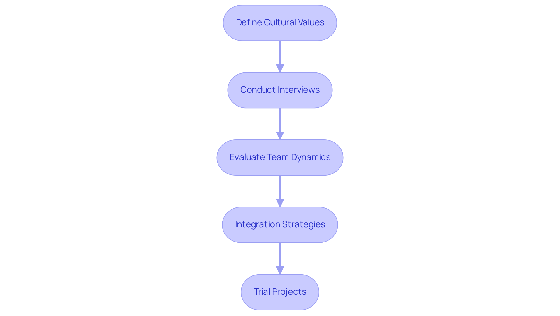 Each box represents a step in the process of evaluating cultural fit and integration. Follow the arrows to see how each step builds on the previous one, guiding you through the assessment for successful partnerships. Each box represents a step in the process of evaluating cultural fit and integration. Follow the arrows to see how each step builds on the previous one, guiding you through the assessment for successful partnerships.