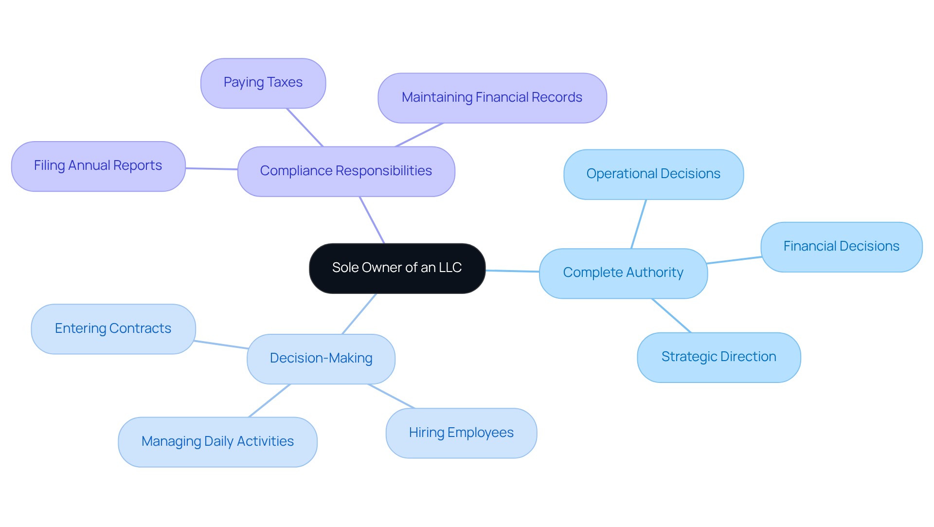 The central node represents the sole owner, while the branches illustrate their key characteristics and responsibilities. Each branch highlights a specific area of focus, helping you understand the various roles and obligations of a sole owner. The central node represents the sole owner, while the branches illustrate their key characteristics and responsibilities. Each branch highlights a specific area of focus, helping you understand the various roles and obligations of a sole owner.