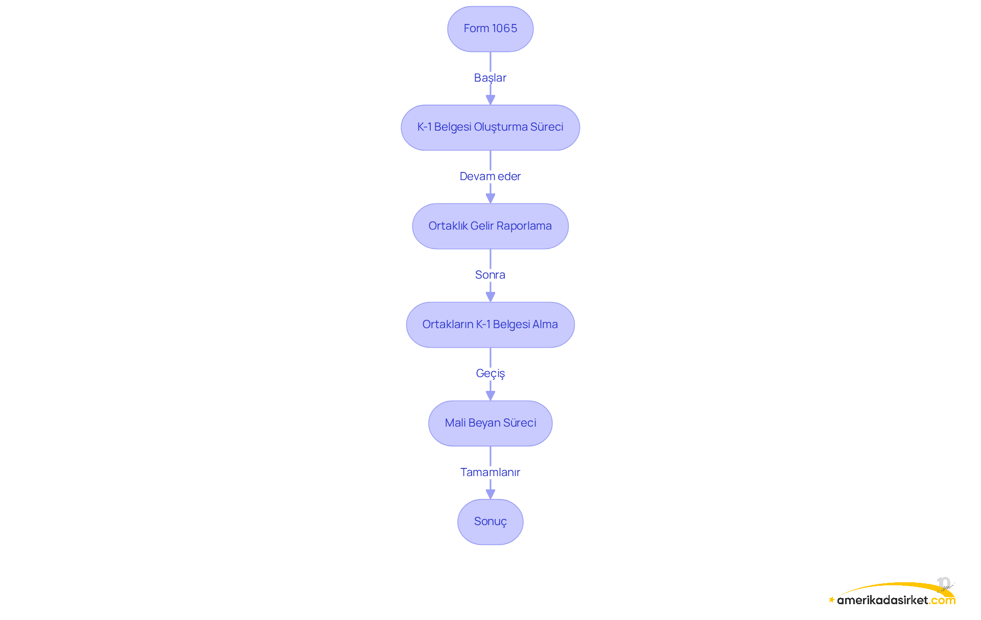 Bu akış diyagramında, Form 1065'in nasıl K-1 belgeleri ile ilişkilendirildiğini ve bu belgelerin mali beyan sürecindeki önemini görebilirsiniz. Her adım, sürecin nasıl ilerlediğini gösterir.