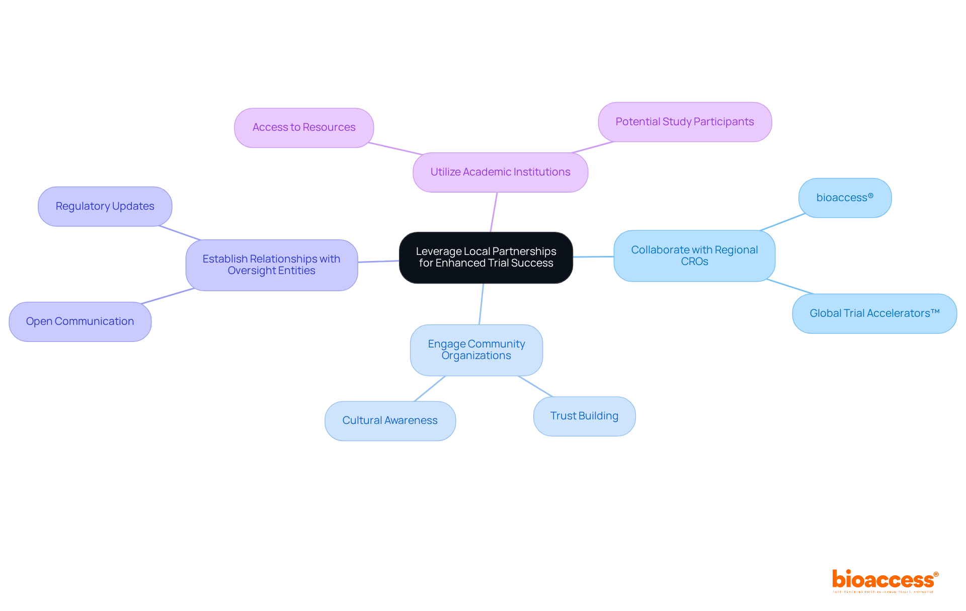The central node represents the main theme, while the branches show different strategies. Each sub-branch provides additional details or examples related to that strategy, helping you understand how each contributes to trial success. The central node represents the main theme, while the branches show different strategies. Each sub-branch provides additional details or examples related to that strategy, helping you understand how each contributes to trial success.