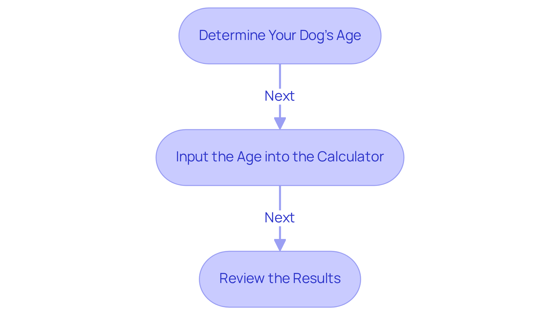 Each box represents a step in the process. Follow the arrows to guide you through determining your dog's age, inputting it into the calculator, and reviewing the results. This flowchart simplifies the instructions into an easy-to-follow format. Each box represents a step in the process. Follow the arrows to guide you through determining your dog's age, inputting it into the calculator, and reviewing the results. This flowchart simplifies the instructions into an easy-to-follow format.