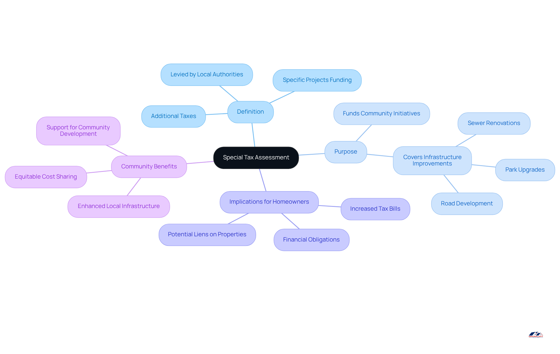 The center represents the main topic, with branches showing different facets of special tax assessments. Follow the branches to see how each aspect contributes to the overall understanding of this financial obligation.
