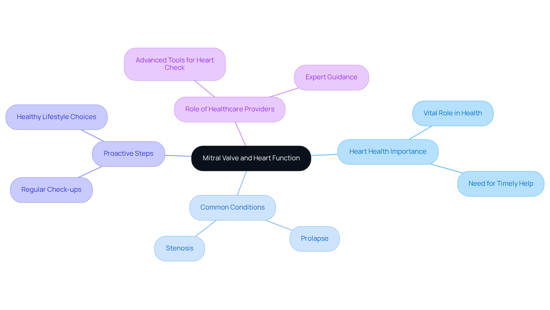 This mindmap starts with the main topic in the center and branches out to show related ideas. Each branch represents a different aspect of heart health, helping you see how they connect and why they matter.
