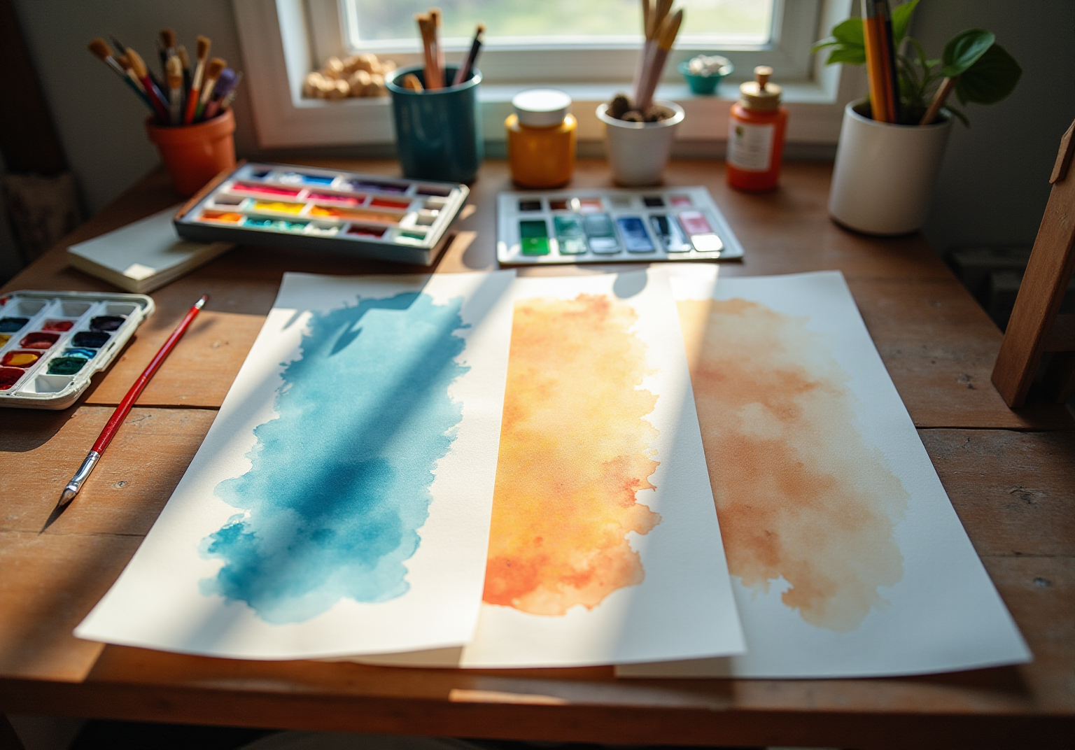 Watercolor Paper Types in an Artist's Studio Watercolor Paper Types in an Artist's Studio