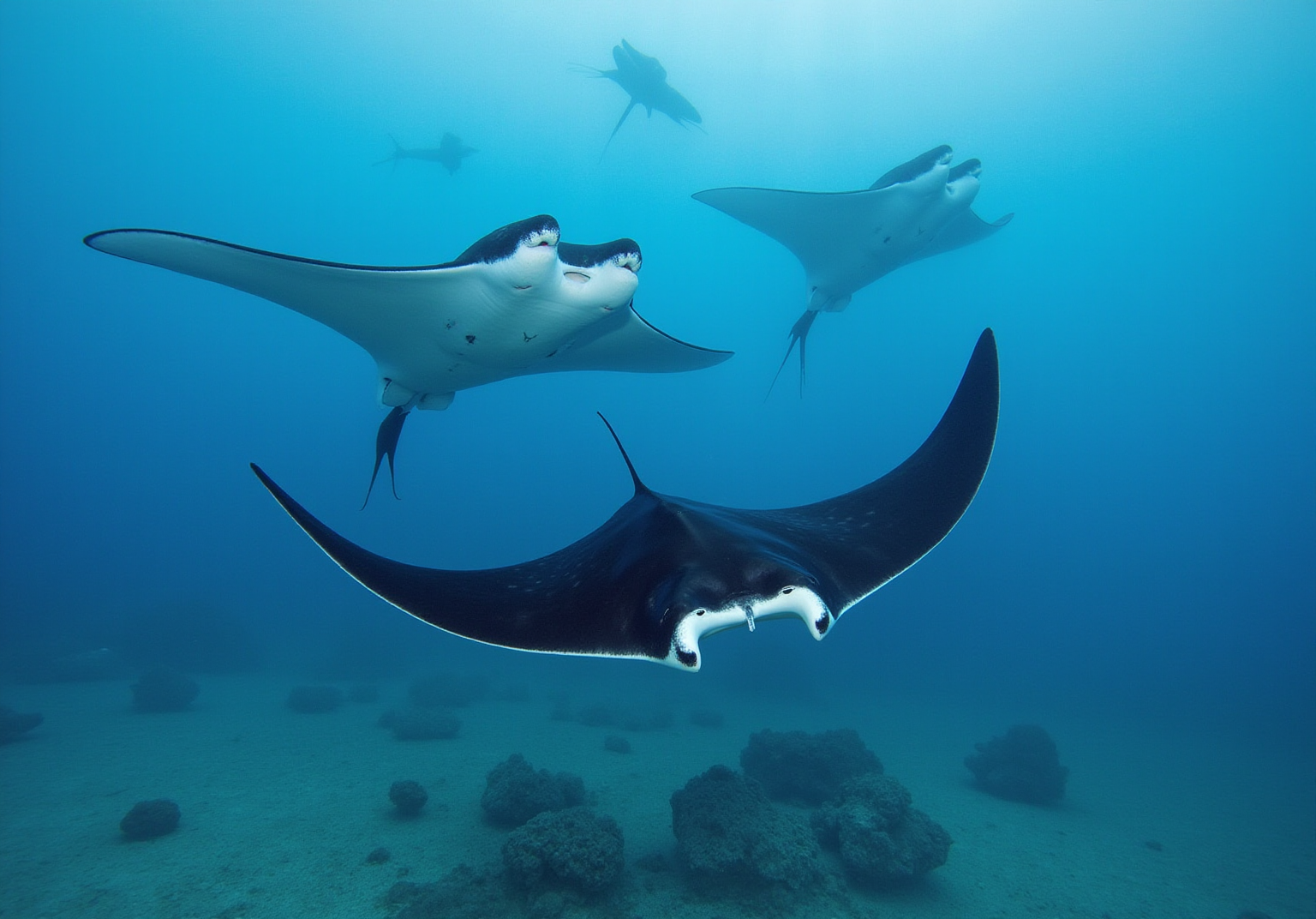Majestic Manta Rays in Azure Waters