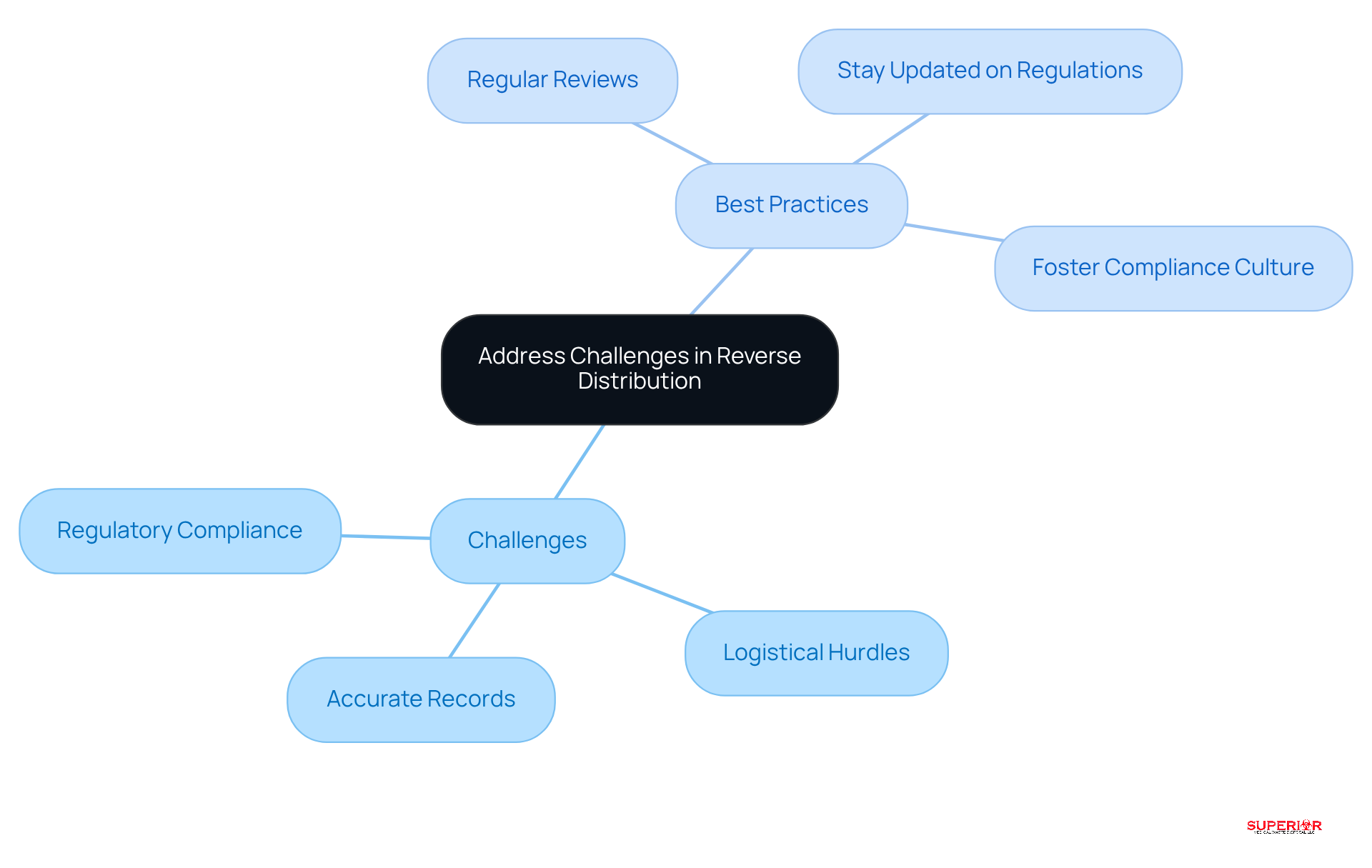 The center shows the main topic, while branches represent challenges and best practices. Each branch helps you understand how to tackle the challenges effectively.