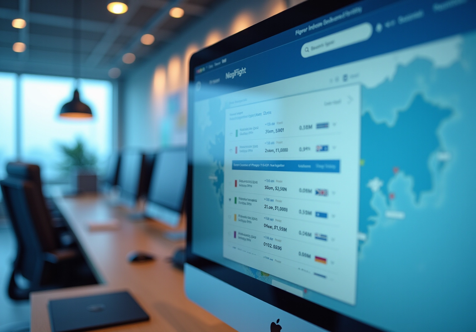 Flight Aggregator Interface in a Modern Office