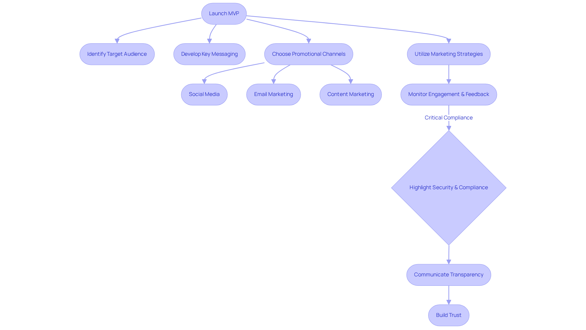 Follow the arrows to see the steps involved in launching your MVP. Each box represents a key action or decision, guiding you through the process from start to finish.