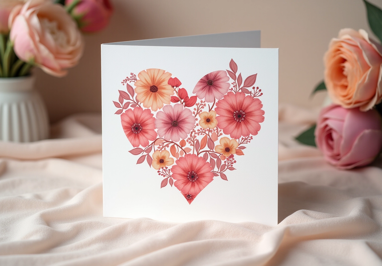 Floral Heart Watercolor Card