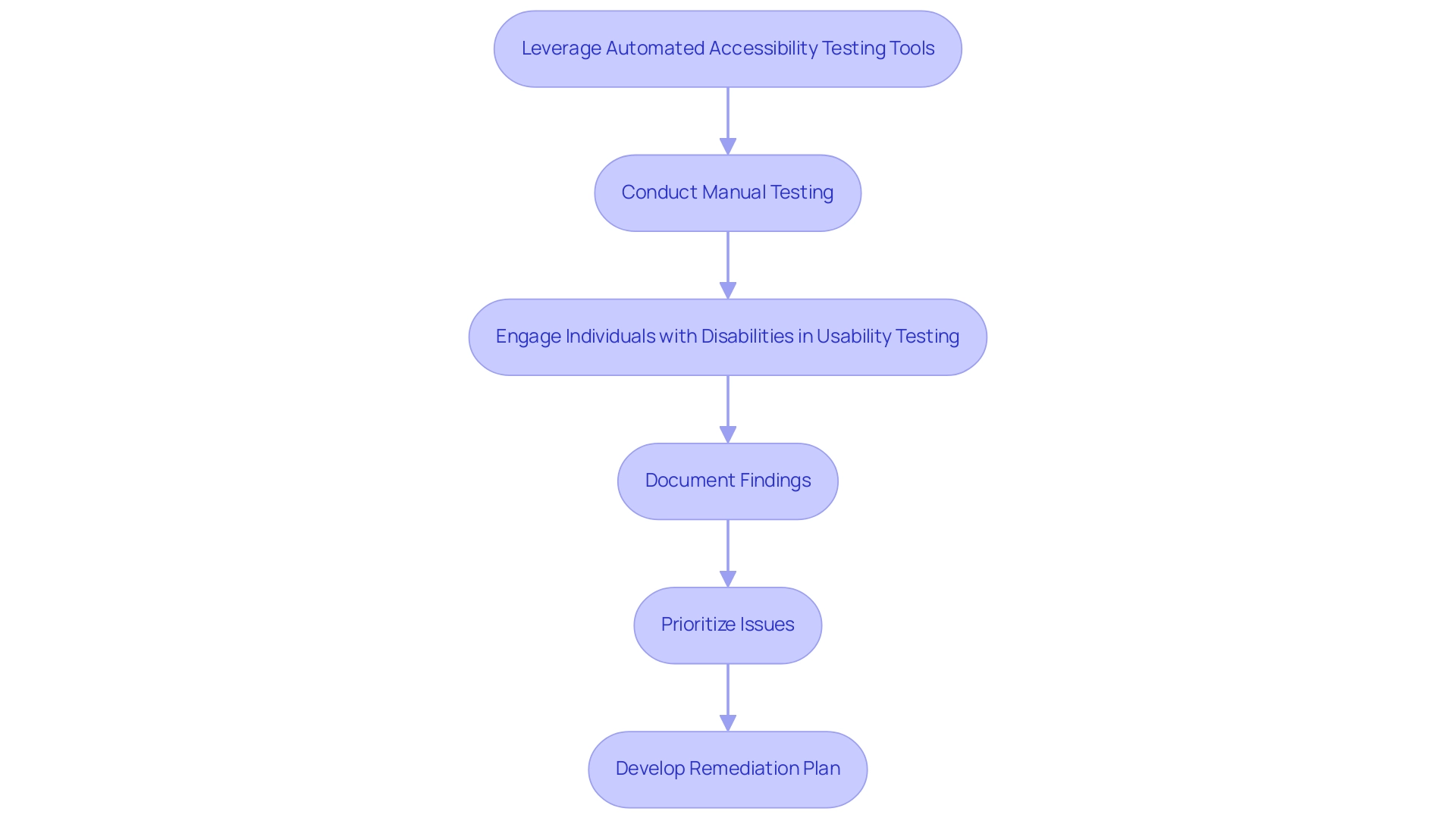 Each box represents a step in the website audit process, and arrows indicate the sequential flow between steps.