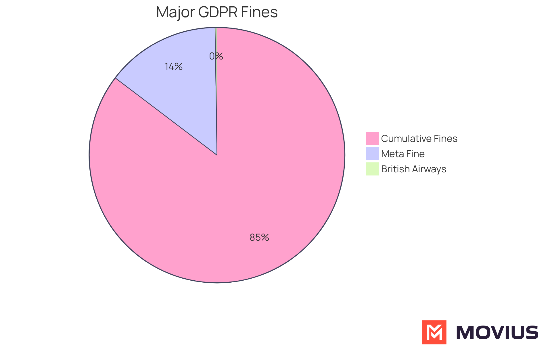 Each slice of the pie shows a significant fine imposed for data privacy violations. The larger the slice, the more substantial the penalty. The total cumulative fines highlight the serious financial risks of non-compliance.