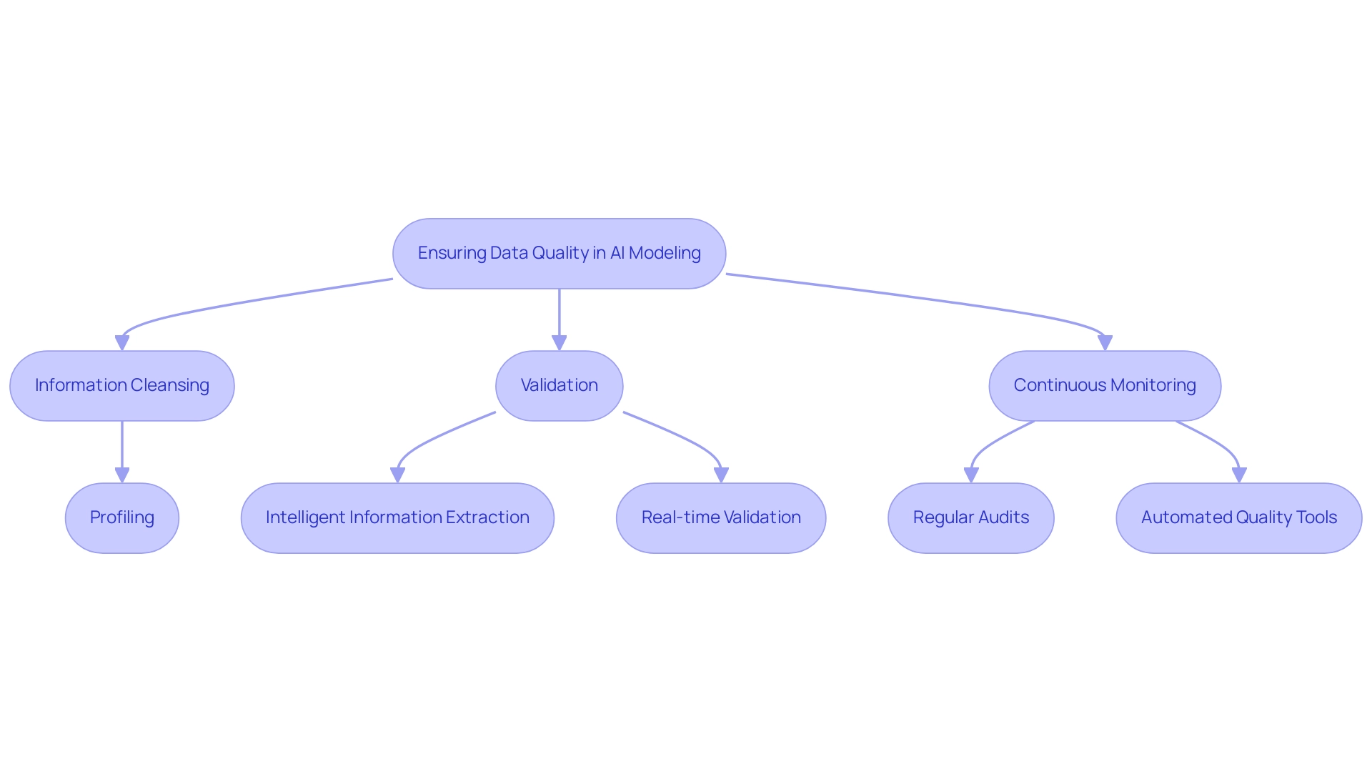 Each box represents a step in the data quality process, with arrows indicating the flow of actions leading to improved AI data modeling outcomes.