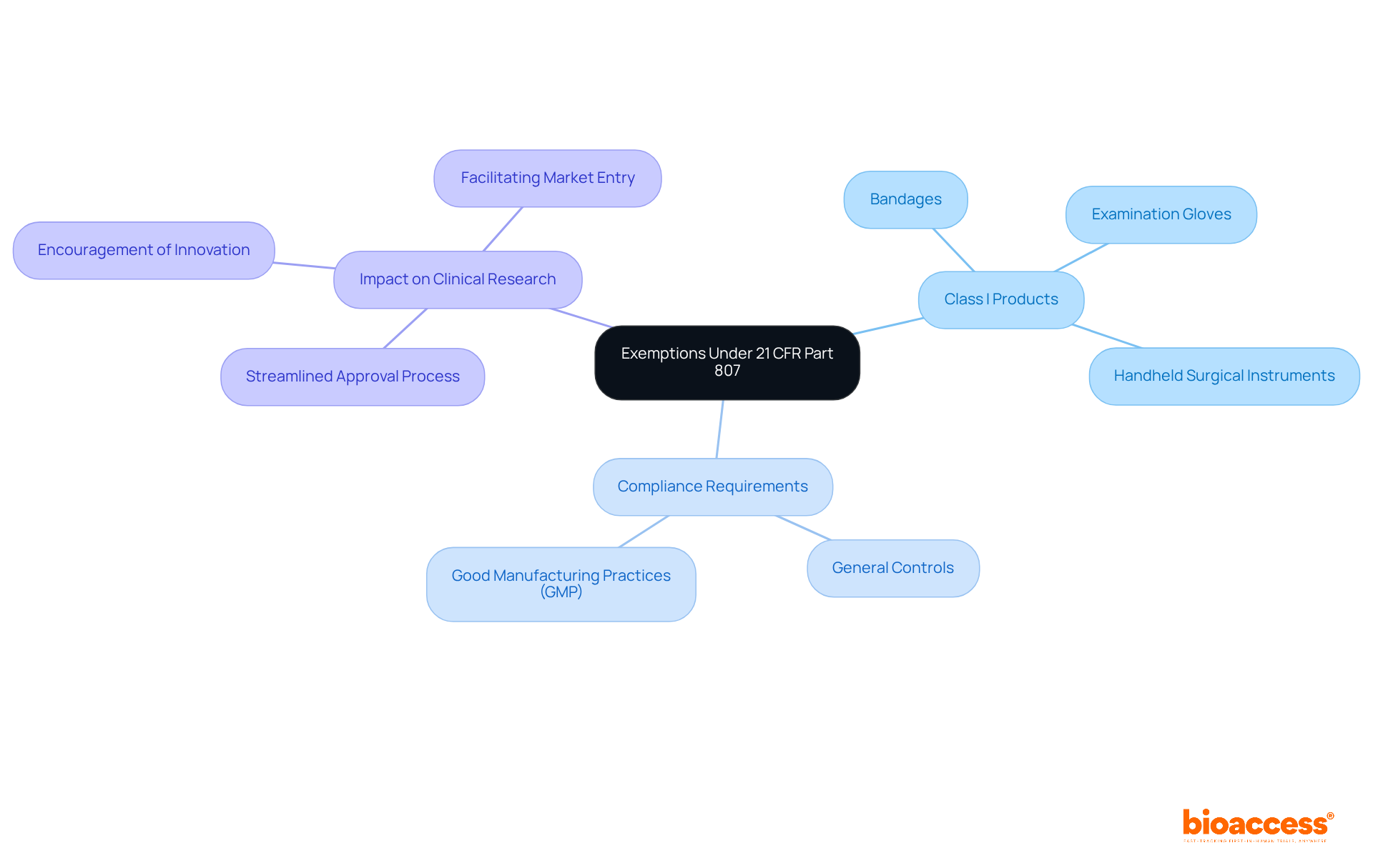 The central node represents the main topic of exemptions. Each branch breaks down the information into categories, making it easier to understand how different aspects relate to one another.