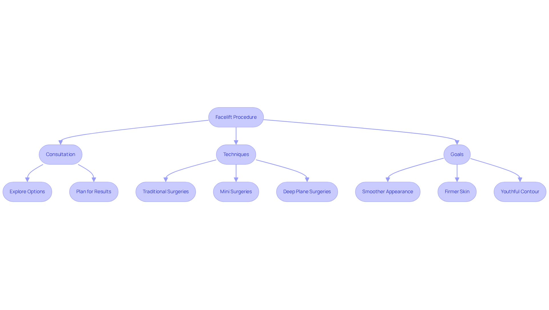 This flowchart guides you through the facelift process. Start at the top with the procedure, then follow the arrows to see the steps involved, the techniques available, and the goals of the surgery. Each branch represents a key part of the journey to achieving a more youthful appearance. This flowchart guides you through the facelift process. Start at the top with the procedure, then follow the arrows to see the steps involved, the techniques available, and the goals of the surgery. Each branch represents a key part of the journey to achieving a more youthful appearance.