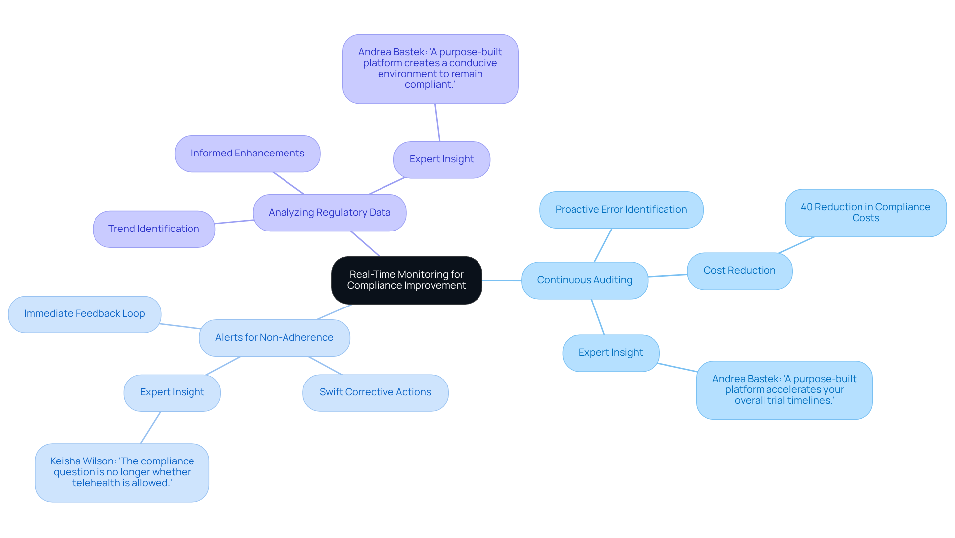 The center represents the main theme of real-time monitoring. Each branch shows a strategy for improving compliance, with further details and insights branching out from there. Follow the connections to see how each strategy supports the overall goal. The center represents the main theme of real-time monitoring. Each branch shows a strategy for improving compliance, with further details and insights branching out from there. Follow the connections to see how each strategy supports the overall goal.