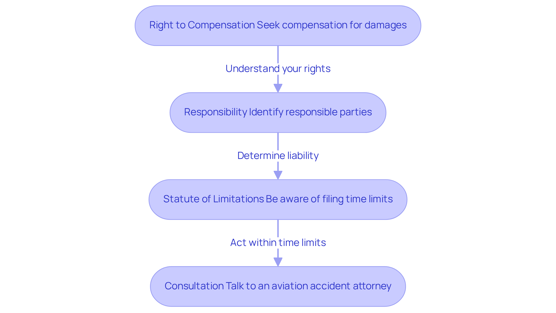 This flowchart guides you through the essential steps to understand your legal rights after a sightseeing flight accident. Each box represents a key area to consider, helping you navigate your options and make informed decisions. This flowchart guides you through the essential steps to understand your legal rights after a sightseeing flight accident. Each box represents a key area to consider, helping you navigate your options and make informed decisions.