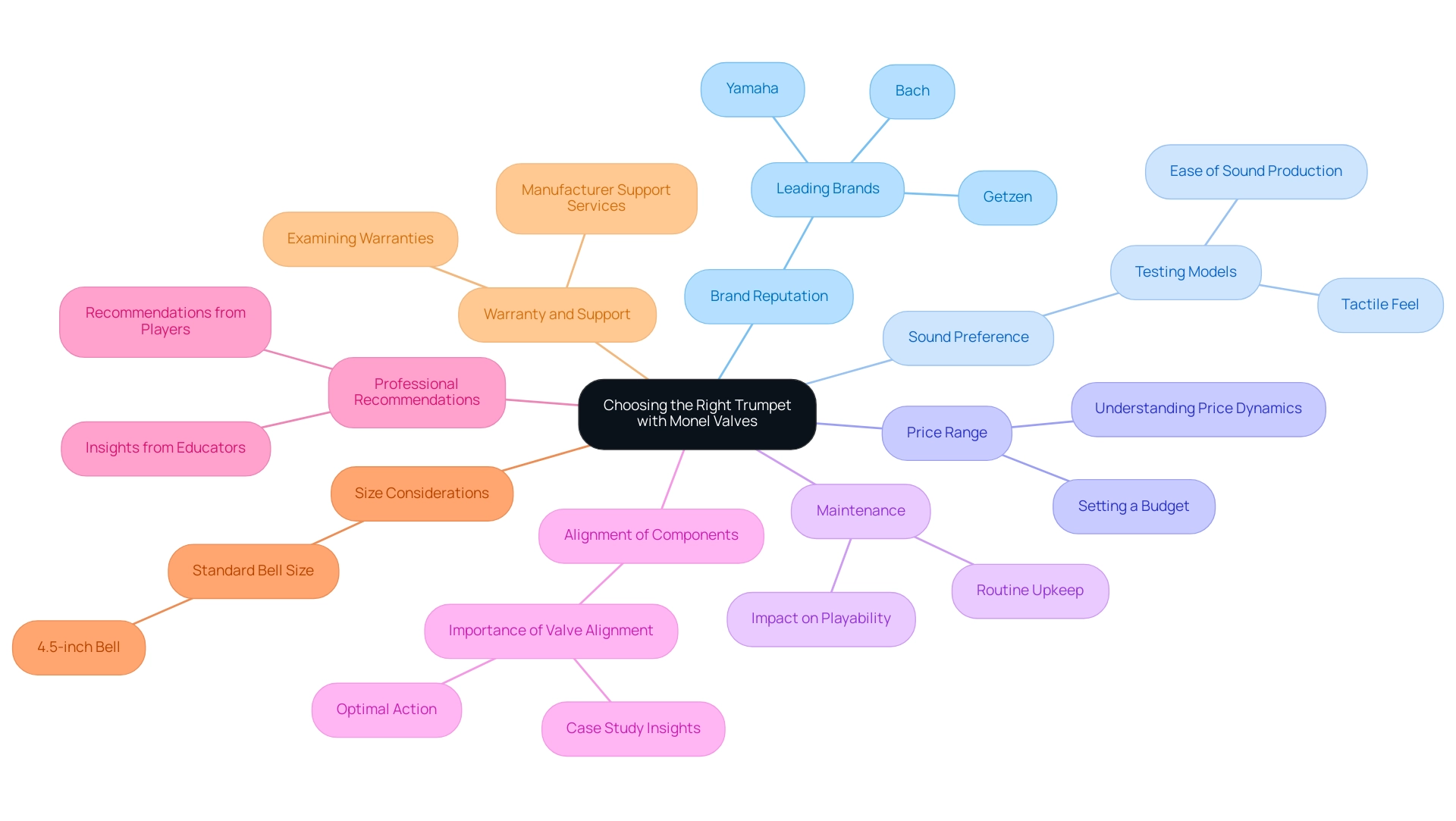 Each branch represents a critical factor in the decision-making process, with colors differentiating the factors for clarity.