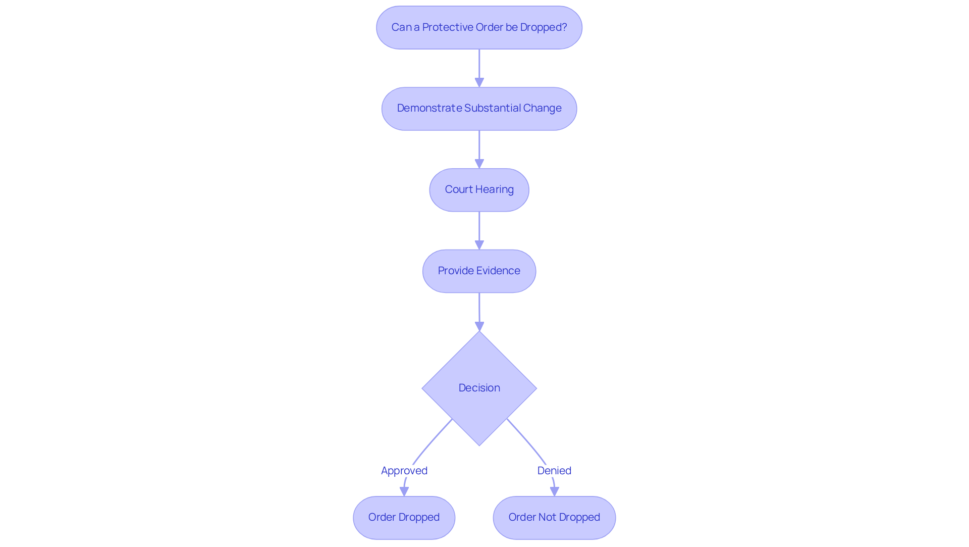 Follow the arrows to see the steps involved in lifting a protective order. Each box represents a key requirement or action that must be taken, guiding you through the process from start to finish.