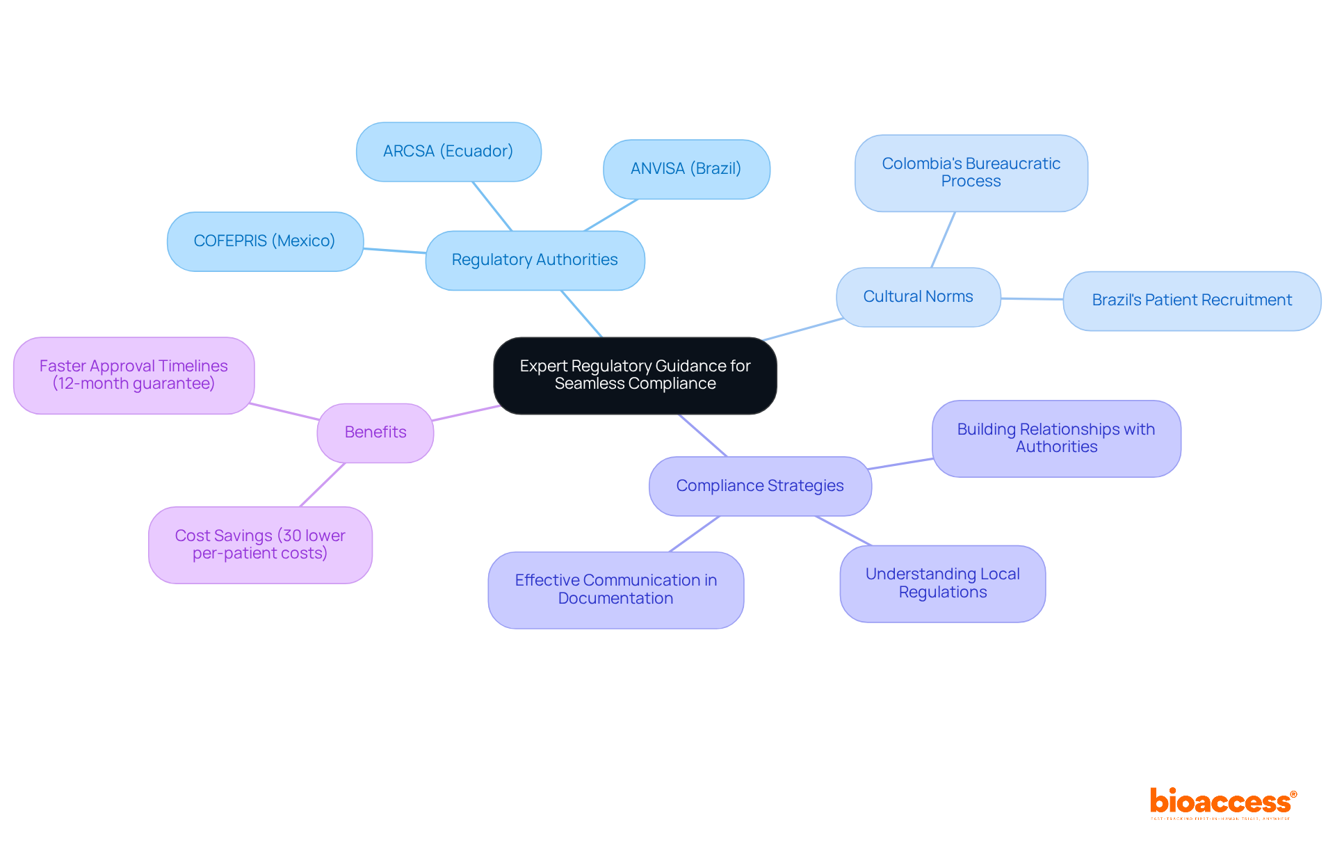The central node represents the main theme of regulatory guidance. Each branch highlights a key area of focus, with sub-branches providing specific details or examples. This layout helps you see how different aspects of regulatory compliance are interconnected. The central node represents the main theme of regulatory guidance. Each branch highlights a key area of focus, with sub-branches providing specific details or examples. This layout helps you see how different aspects of regulatory compliance are interconnected.