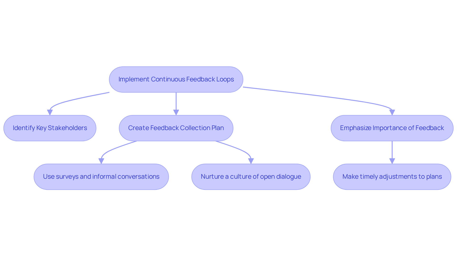 Follow the arrows to see the steps for establishing effective feedback loops. Each box represents an action you can take to enhance your leadership effectiveness and drive growth.