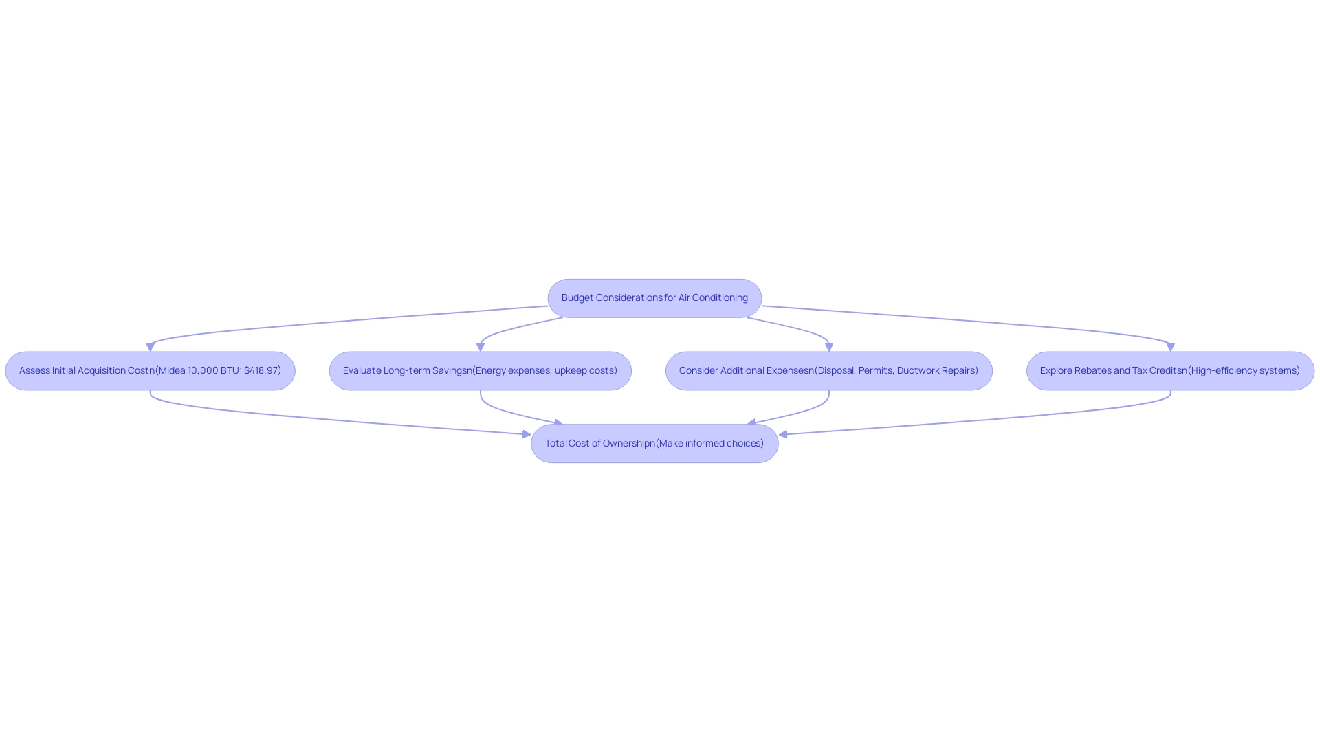 Each box represents a key consideration in budgeting, with arrows indicating the decision-making flow.