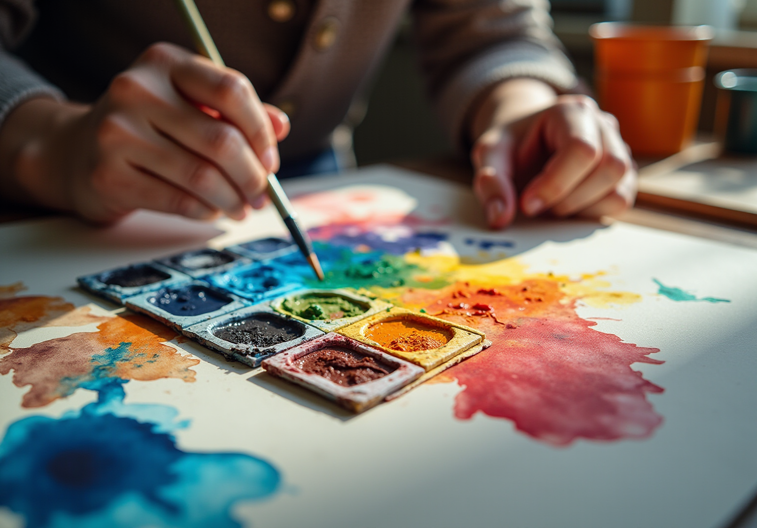 Inspiring Artist's Workspace with Rembrandt Watercolors Inspiring Artist's Workspace with Rembrandt Watercolors