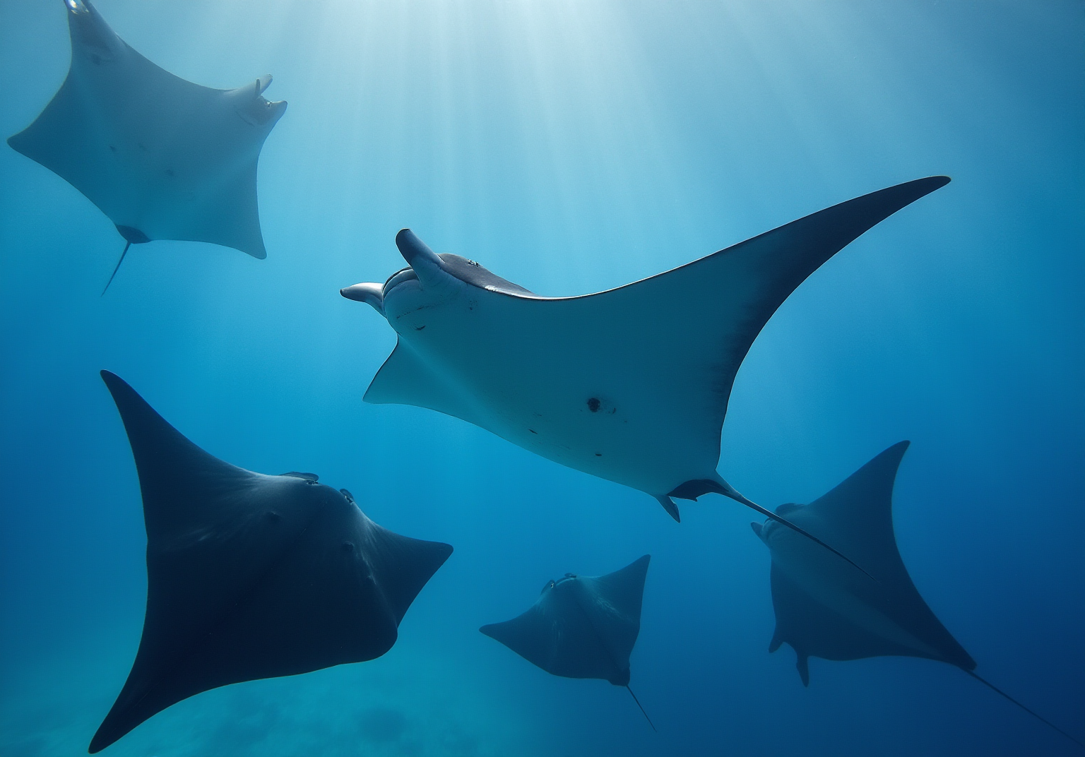 Majestic Manta Rays in Azure Waters
