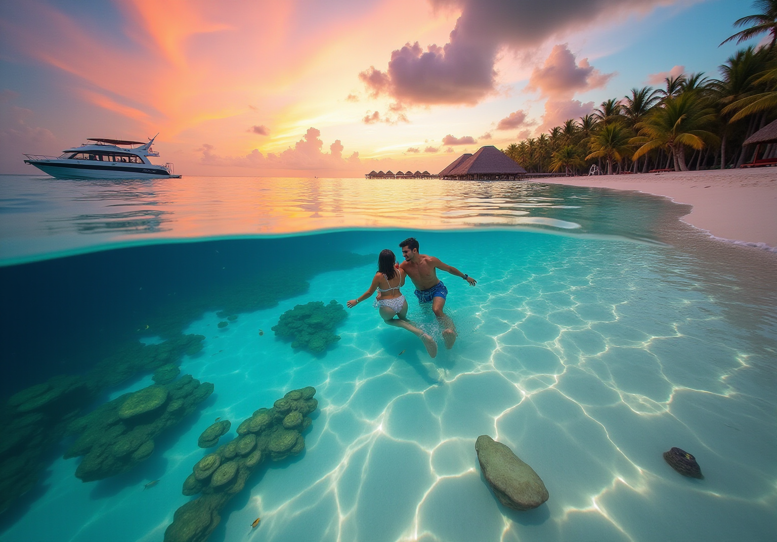 Romantic Maldives Honeymoon at Sunset