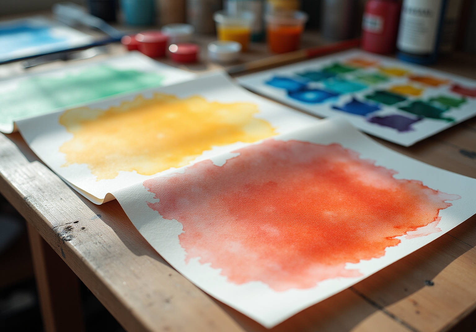 Watercolor Paper Comparison in an Artist's Studio